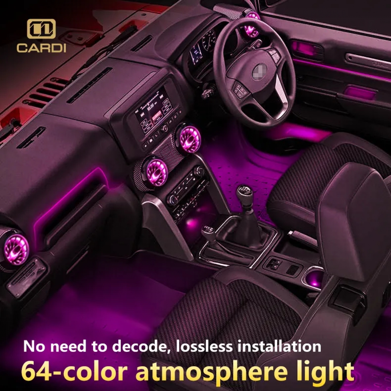 Cardi Mahindra Thar 2020 Onwards AC Vent Ambient LED Light With APP ...