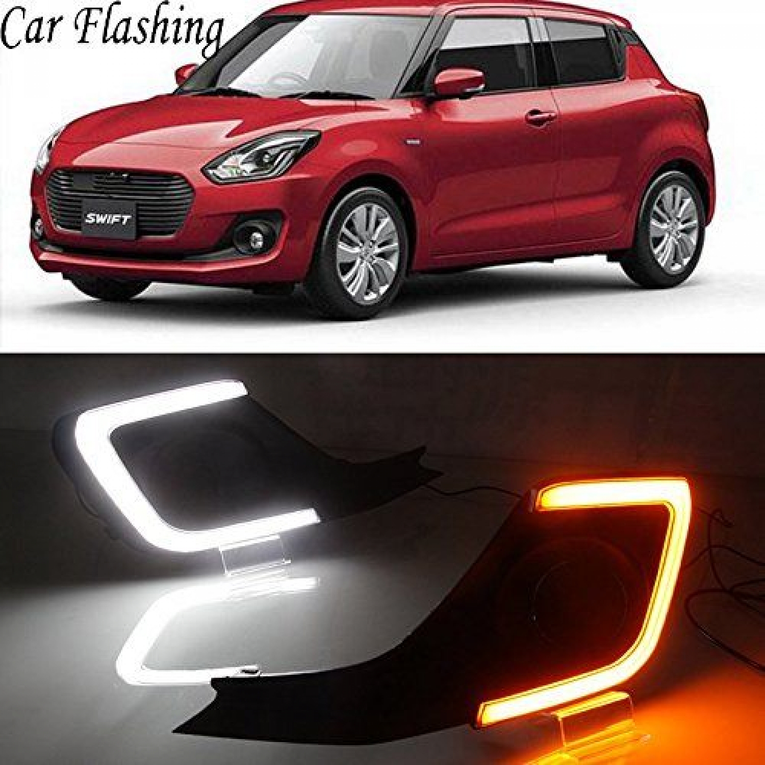 Maruti Suzuki New Swift 2018 Onwards LED DRL Daytime Running Light With Matrix Turn Signal Set of 2Pcs