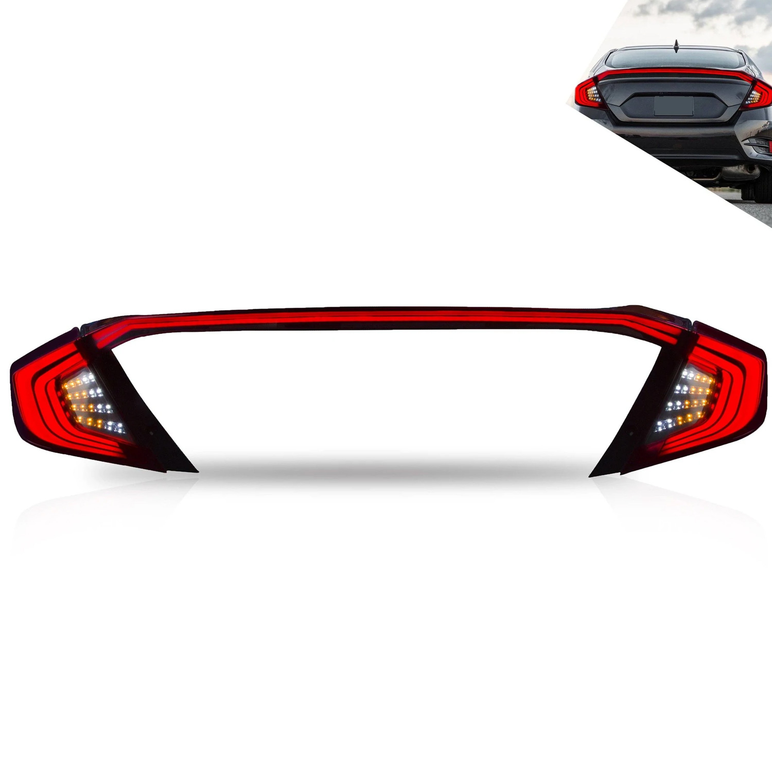 Honda New Civic 2017 Onwards Modified LED Tail Lights with Rear Led Spoiler