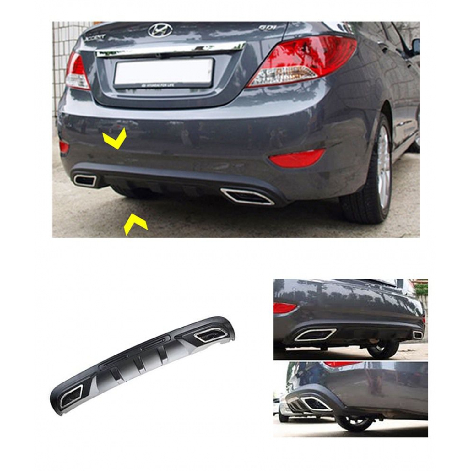 Sporty Rear Bumper Diffuser Complete For Hyundai Verna 2011 2015