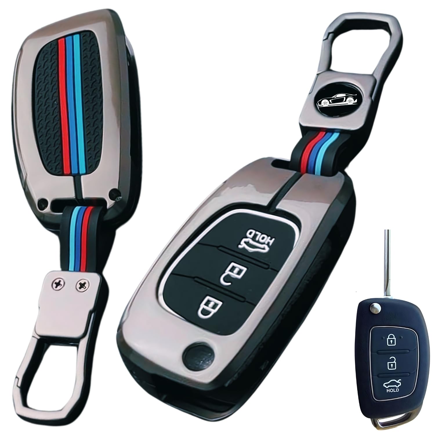 Metal Key Cover For Hyundai Three Button Flip Key