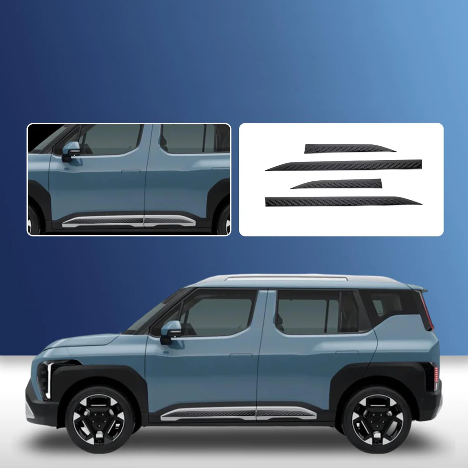 Kia Syros Door Body Side Cladding - Ful Black