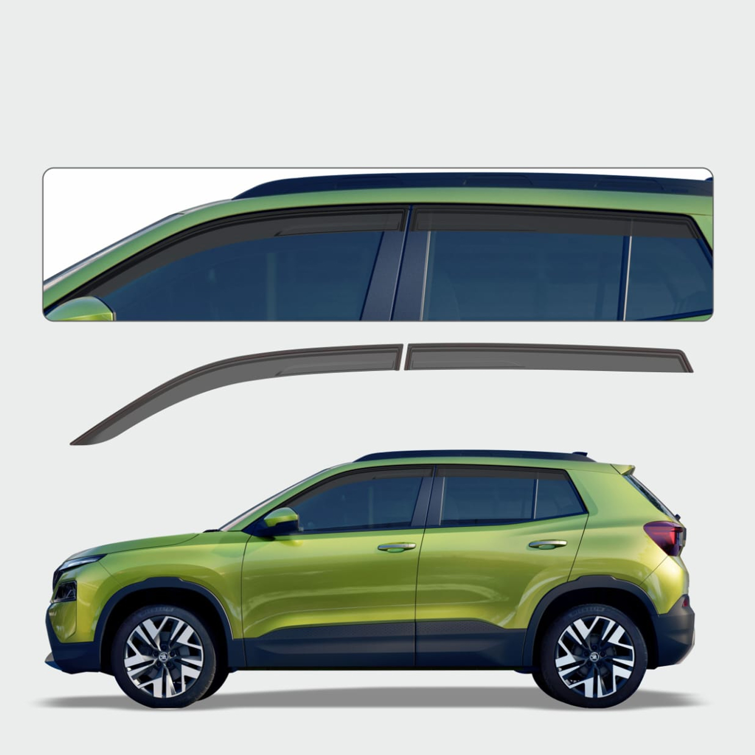 Skoda Kylaq Door Visor - Full Black