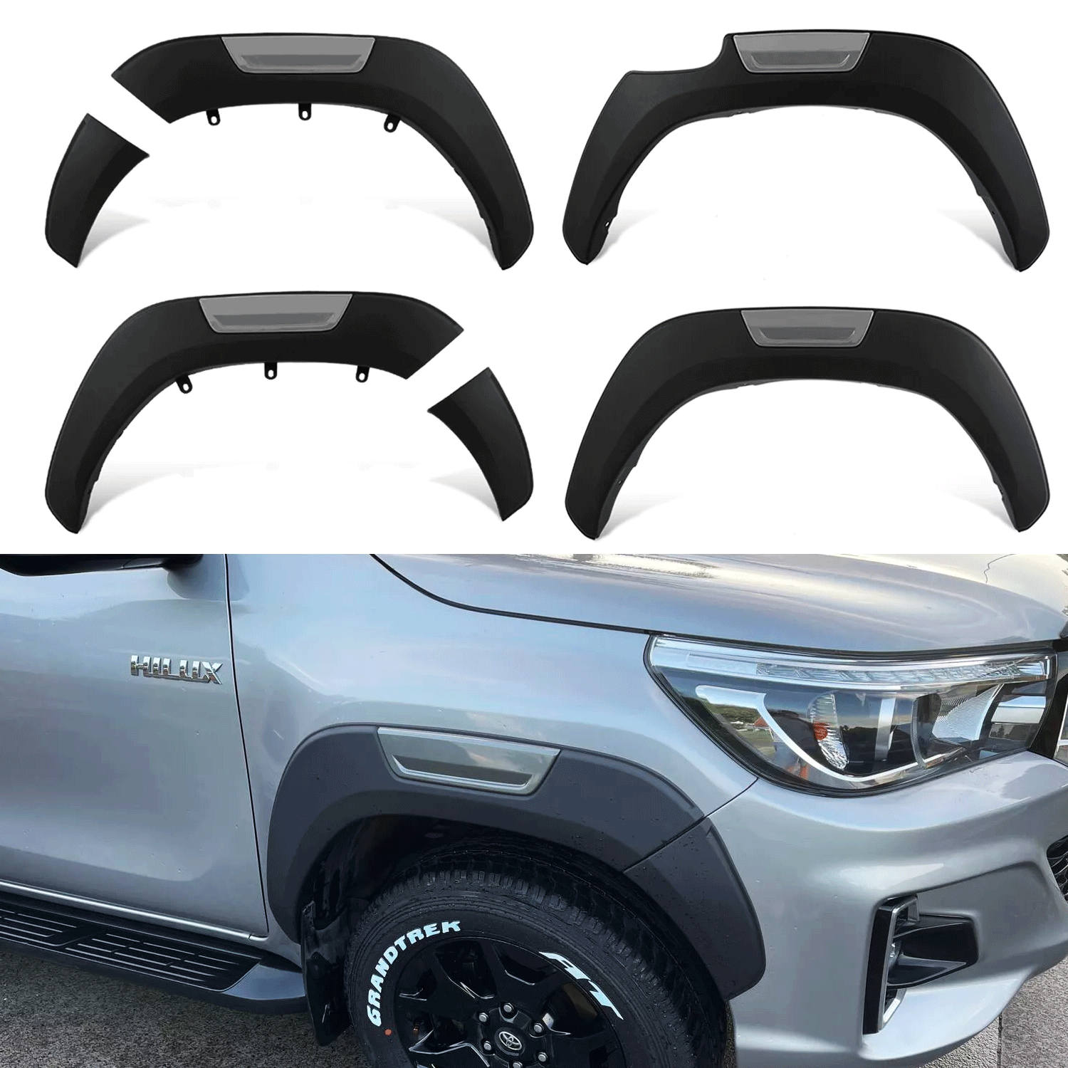 Wheel Arch Cladding for Toyota Hilux - Black and Silver