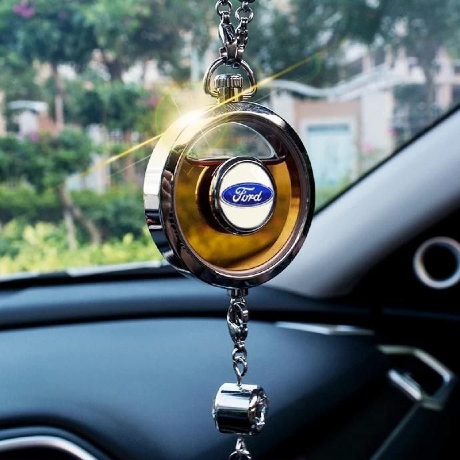 Original Car Rearview Mirror Metal Tassel and Crystal Inlay Logo ...